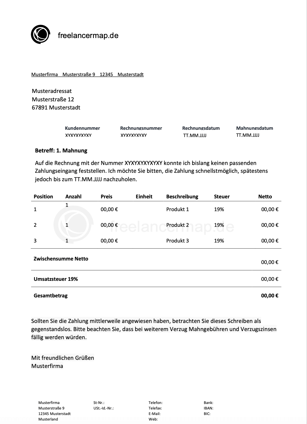 1. Mahnung: wann ist sie fällig? | Ratgeber & kostenlose Vorlage