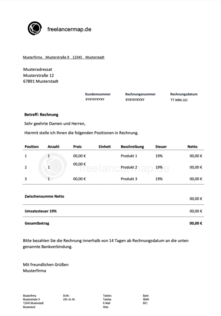 Freiberufler Rechnung Schreiben