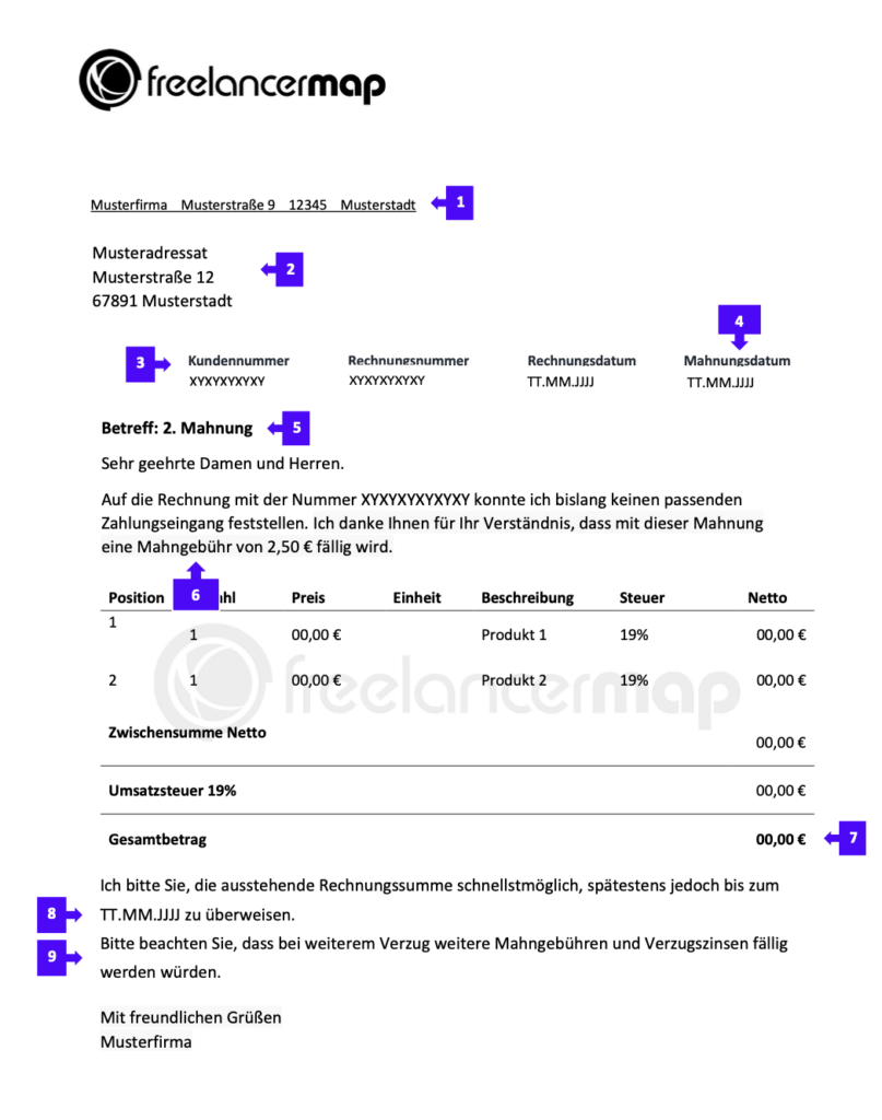 2. Mahnung: wann müssen Freelancer sie schreiben? | + Vorlage