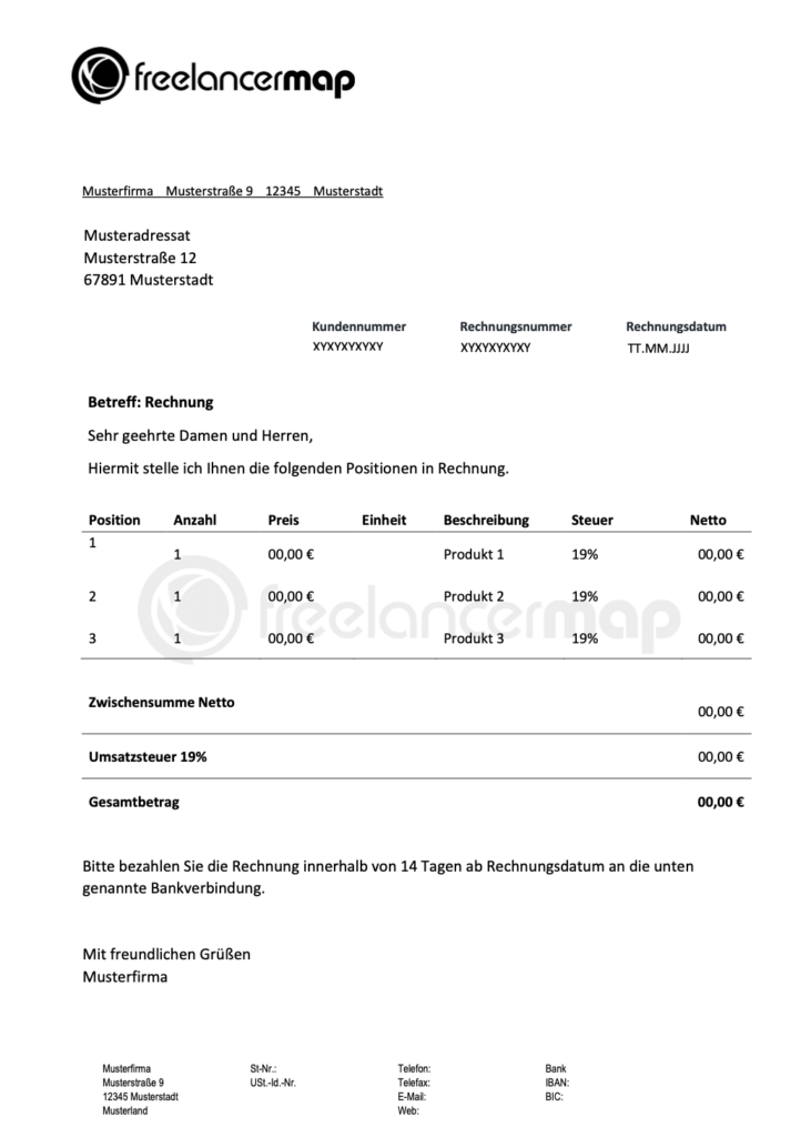 Rechnung schreiben als Freiberufler | Vorlage & Muster