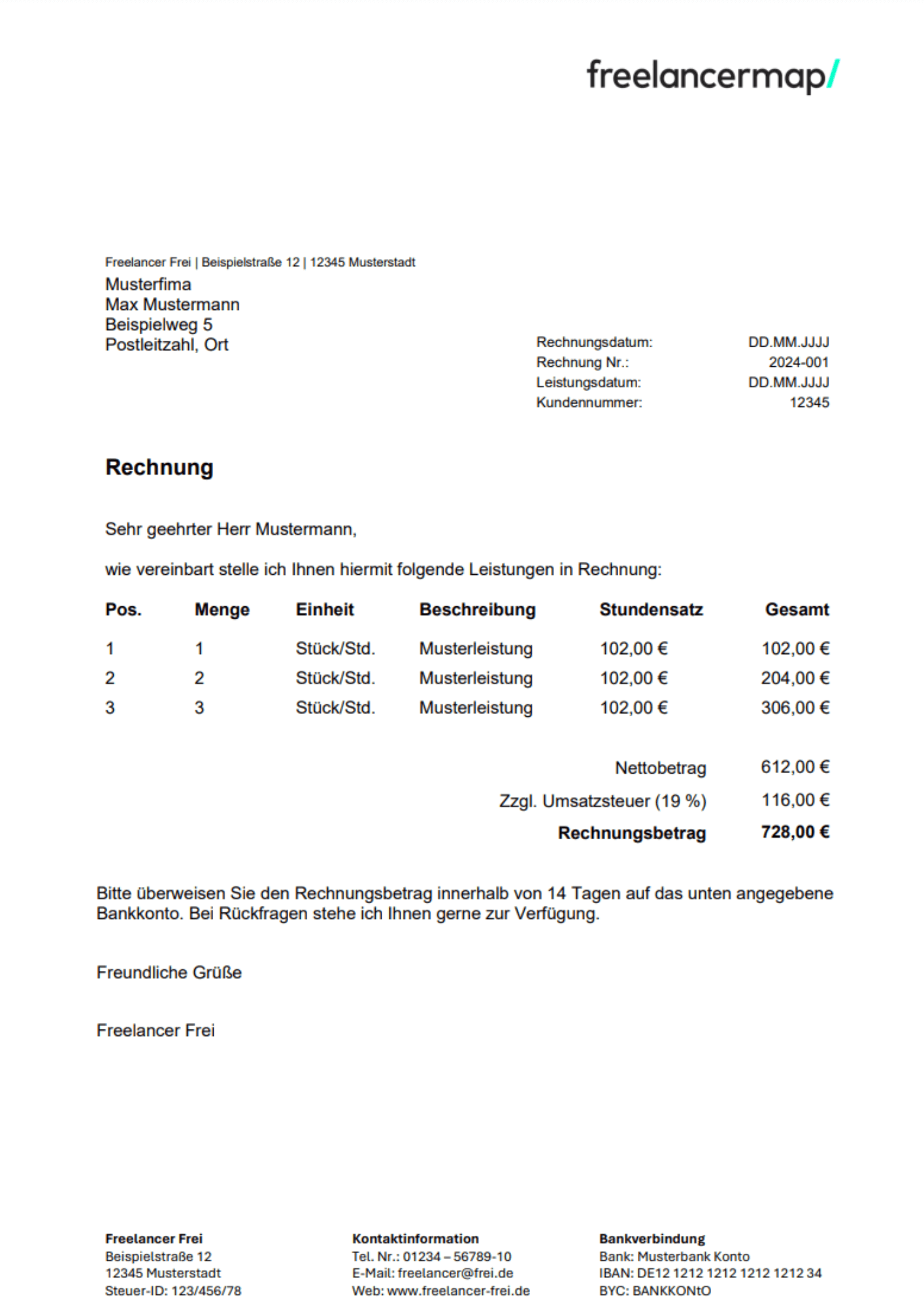 Freiberufler Rechnung Schreiben